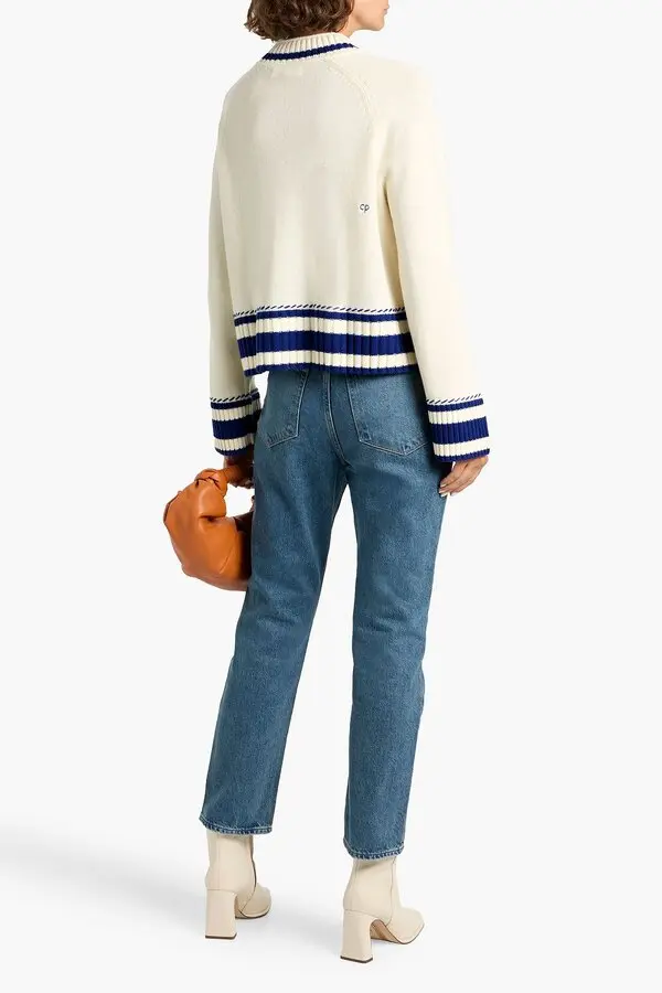 Chinti & Parker Guernsey Striped Wool And Cashmere-blend Sweater - Ivory