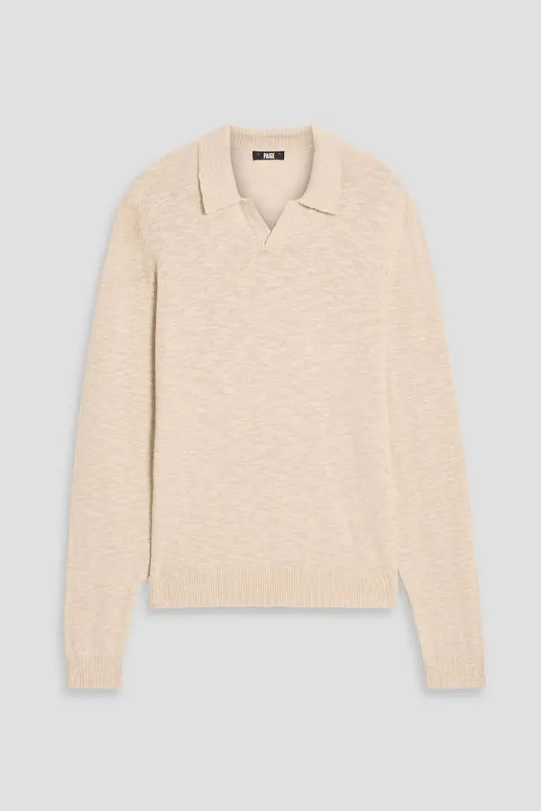 Paige Valdez Cotton And Linen-blend Polo Sweater - Cream