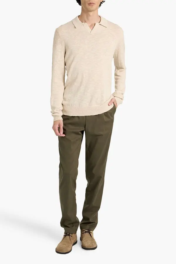 Paige Valdez Cotton And Linen-blend Polo Sweater - Cream