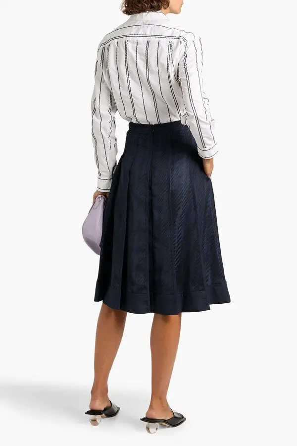 3.1 Phillip Lim Pleated Satin-jacquard Skirt