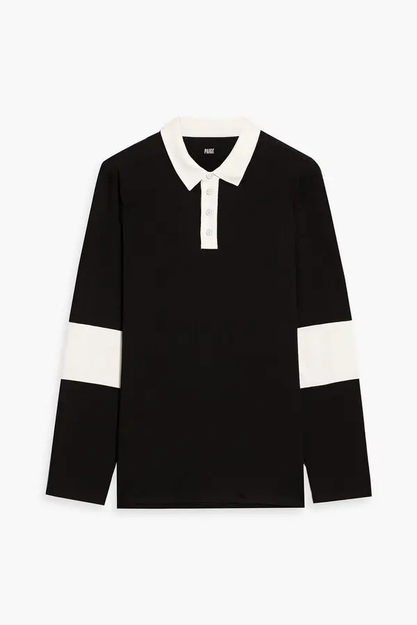 Paige Kinney Twotone Cottonblend Jersey Polo Shirt