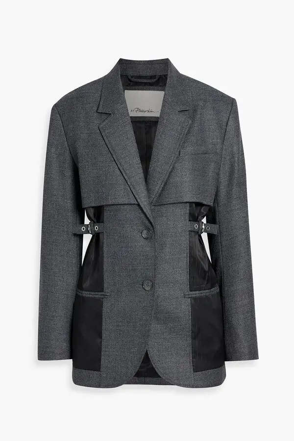 3.1 Phillip Lim Pinstriped Satin-paneled Twill Blazer