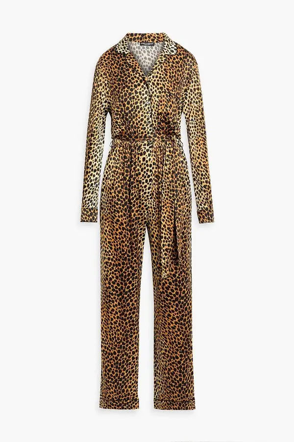 Dolce & Gabbana Leopard-print Silk-blend Satin Jumpsuit - Animal Print