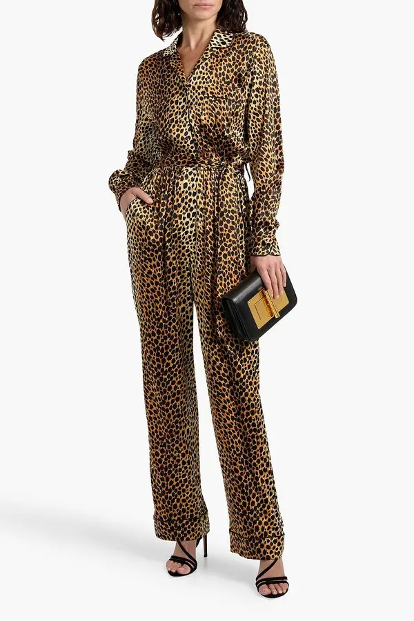 Dolce & Gabbana Leopard-print Silk-blend Satin Jumpsuit