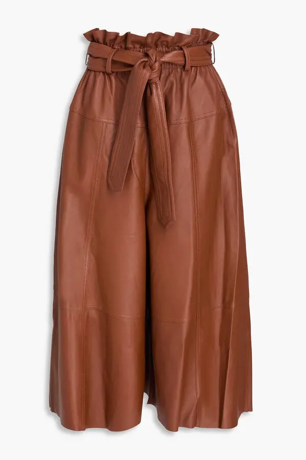 Zimmermann Ruffled Leather Culottes - Brown