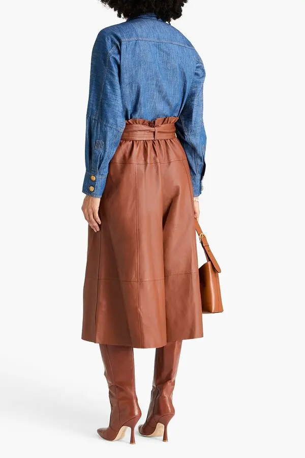 Zimmermann Ruffled Leather Culottes - Brown