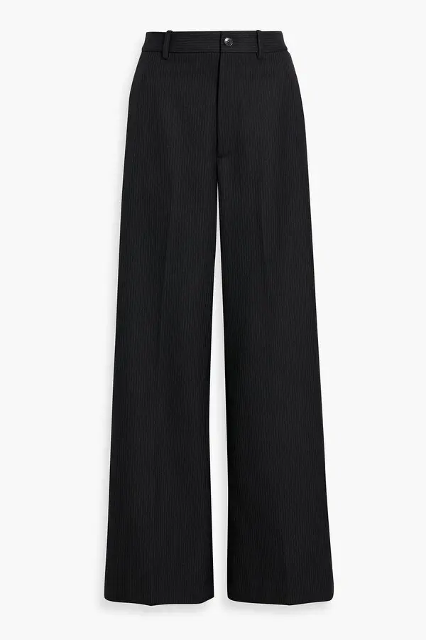 NILI LOTAN Johan Pinstriped Wool-twill Pants - Black