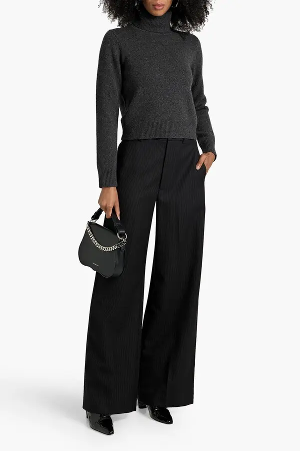 NILI LOTAN Johan Pinstriped Wool-twill Pants - Black