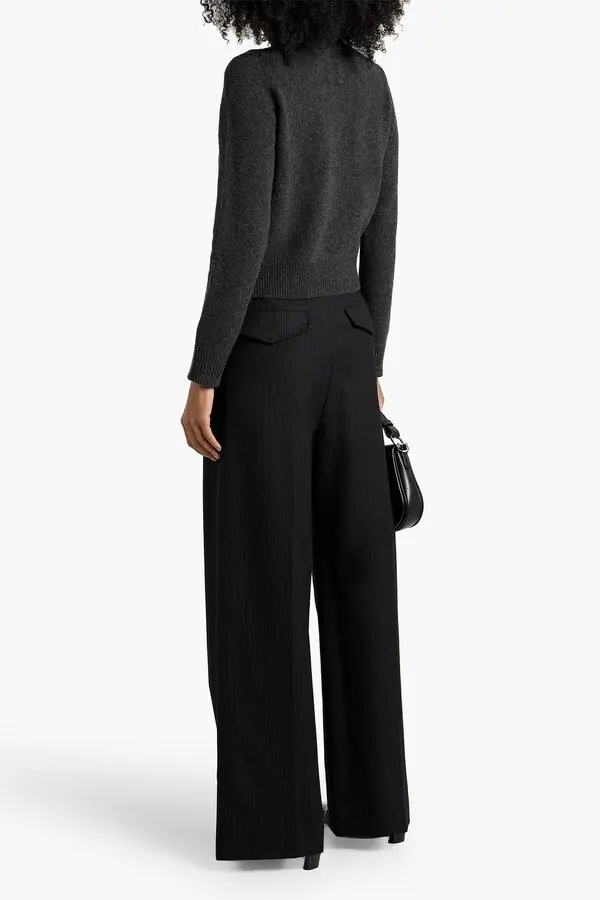 NILI LOTAN Johan Pinstriped Wool-twill Pants - Black