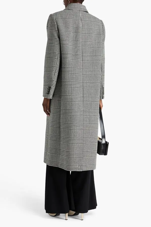 Erdem Embroidered Prince Of Wales Checked Wool-tweed Coat