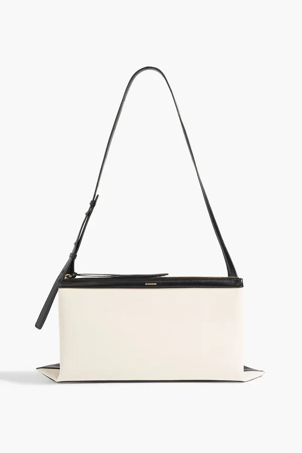 JIL SANDER Leather And Canvas Shoulder Bag