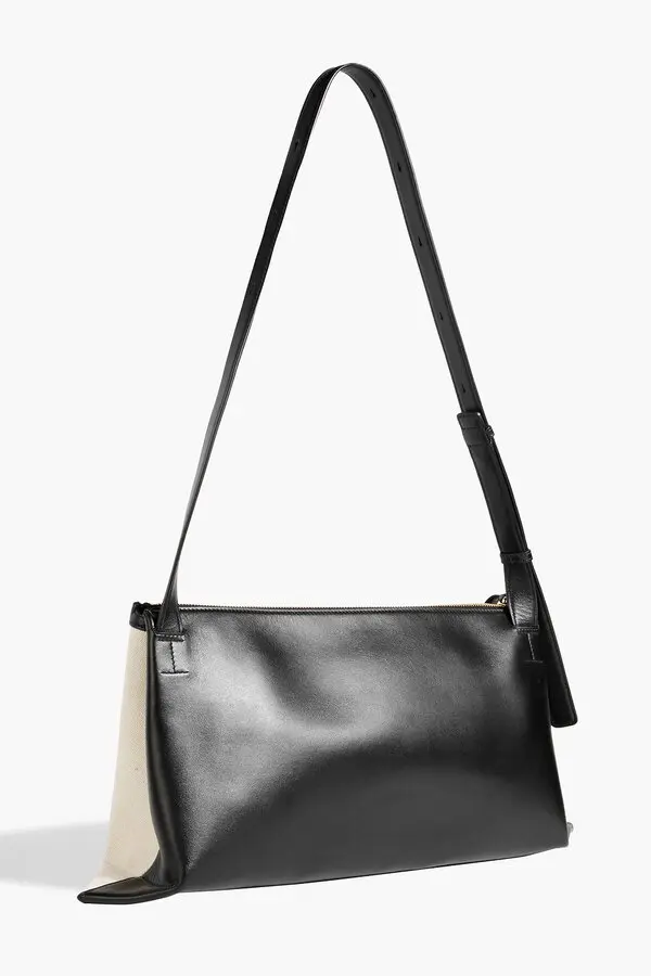 JIL SANDER Leather And Canvas Shoulder Bag