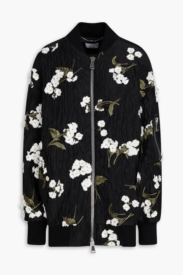 Erdem Embellished Wool-blend Cloqué Bomber Jacket