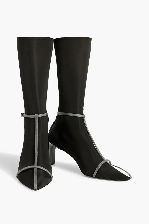 JIL SANDER Leather And Stretch-jersey Ankle Boots