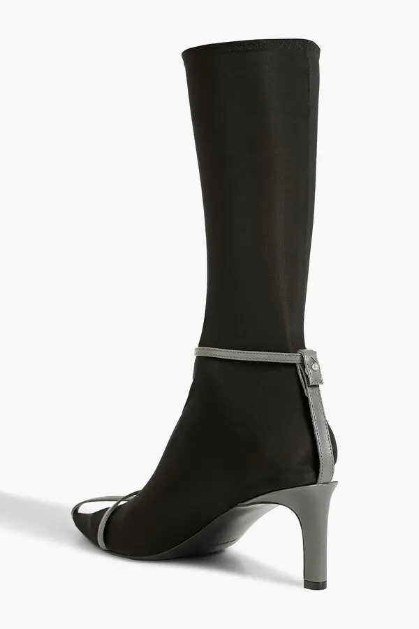 JIL SANDER Leather And Stretch-jersey Ankle Boots
