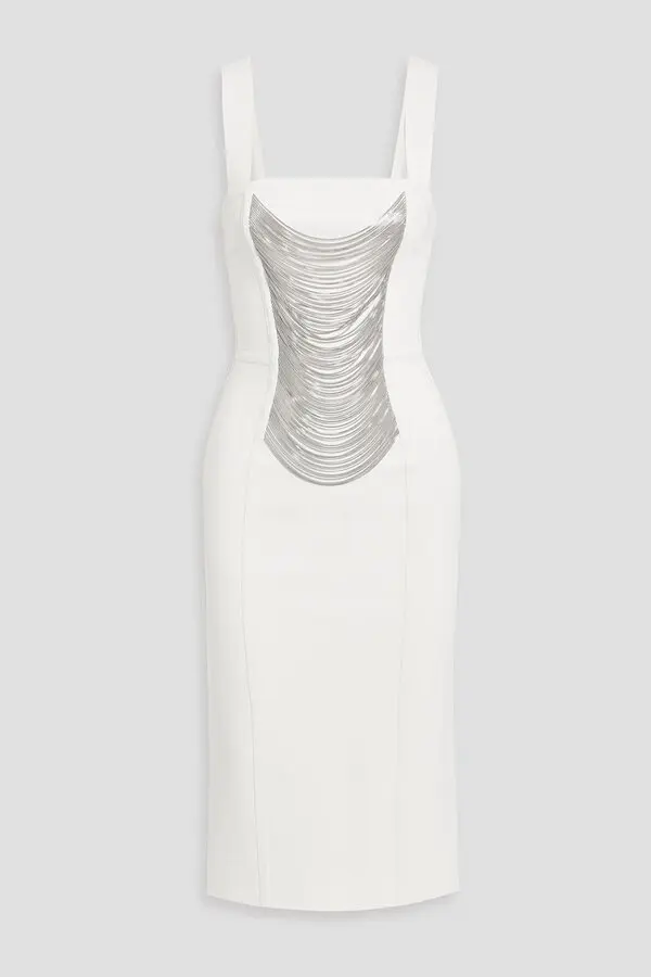 Herve Leger Franchesca Chain-embellished Bandage Midi Dress - White