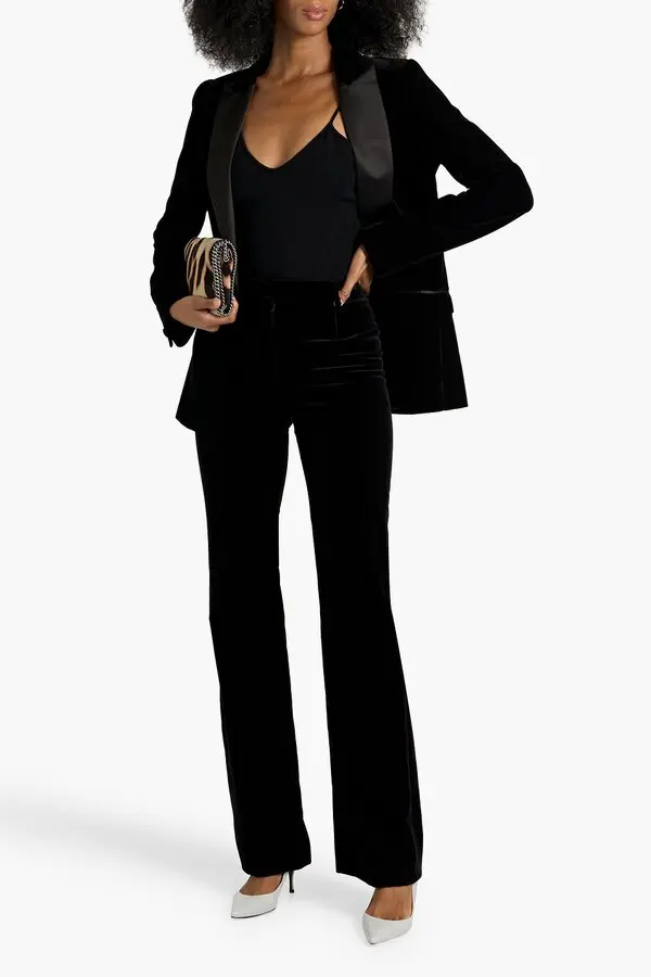 NILI LOTAN Cornell Cotton-blend Velvet Bootcut Pants