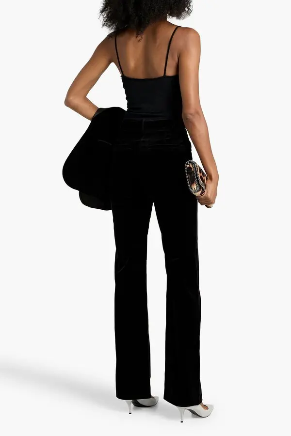 NILI LOTAN Cornell Cotton-blend Velvet Bootcut Pants