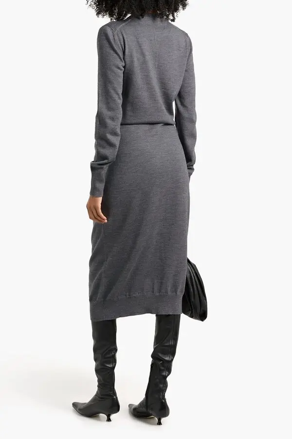 JIL SANDER Tie-front Wool Midi Dress