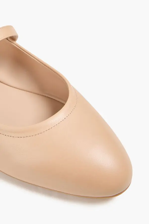 STUART WEITZMAN Aura Embellished Leather Mary Jane Flats - Beige