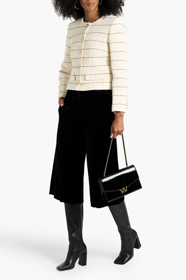 NILI LOTAN Idris Cotton-blend Velvet Culottes