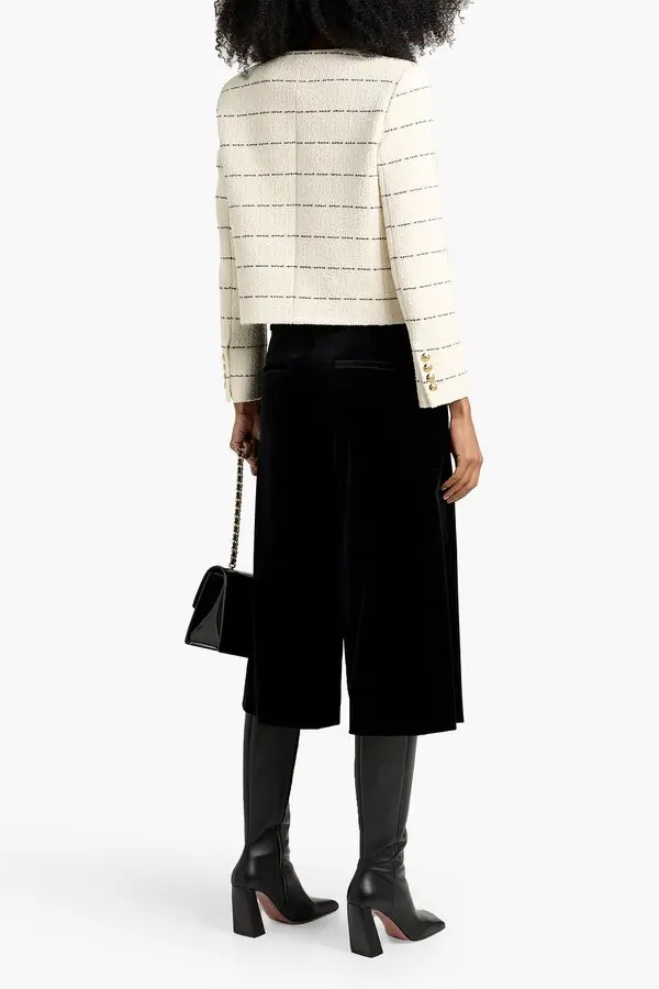 NILI LOTAN Idris Cotton-blend Velvet Culottes