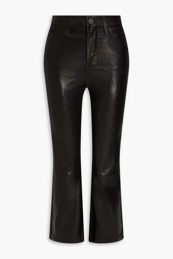 FRAME Leather Bootcut Pants - Black