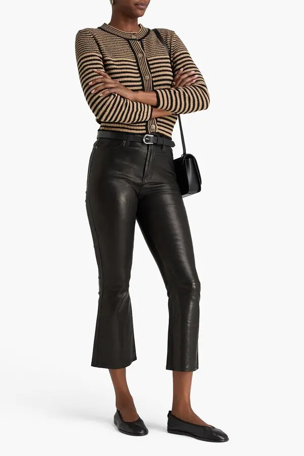 FRAME Leather Bootcut Pants - Black