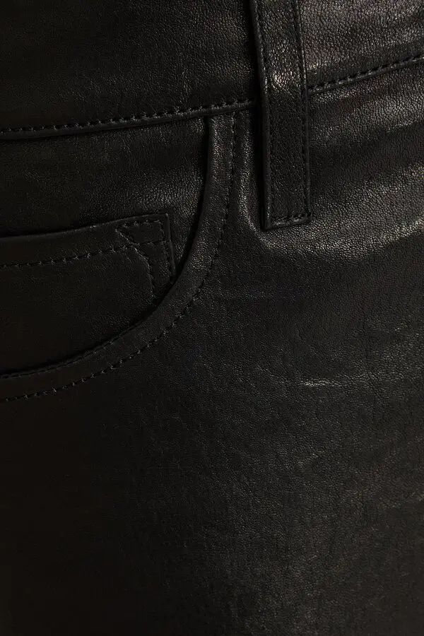 FRAME Leather Bootcut Pants - Black