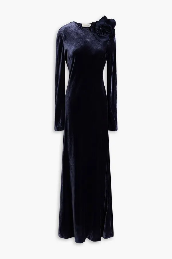 Zimmermann Floral-appliquéd Velvet Maxi Dress