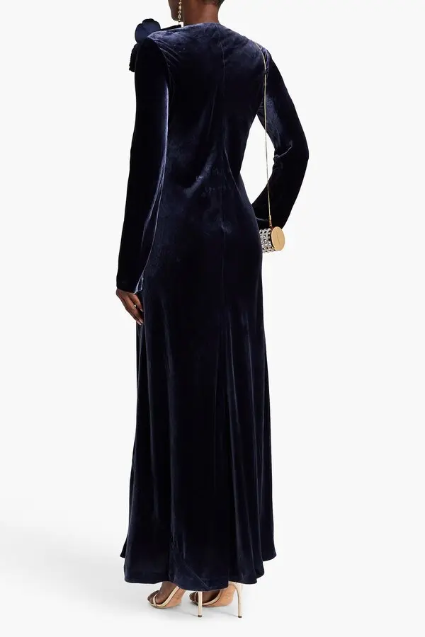 Zimmermann Floral-appliquéd Velvet Maxi Dress