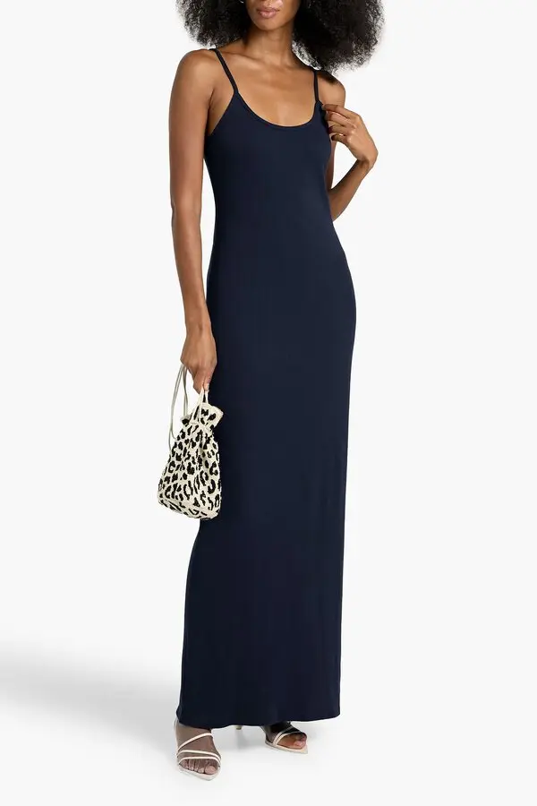 Nili Lotan Judy Cotton-Jersey Maxi Dress - Navy - 56% Off | Editorialist