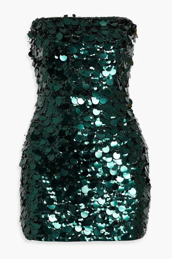 Retrofete Nolia Strapless Sequined Mini Dress - Emerald