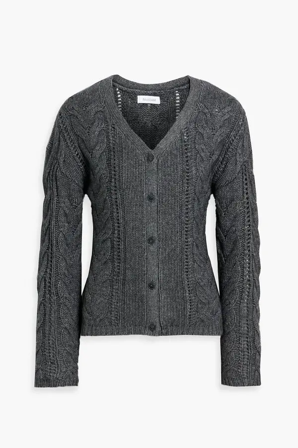 Naadam Cable-knit Wool And Cashmere-blend Cardigan - Anthracite