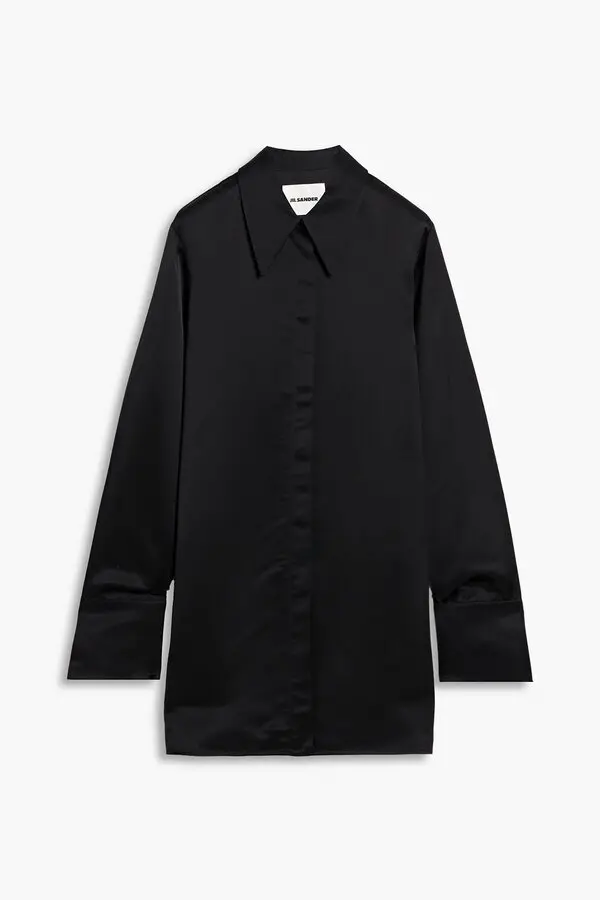 JIL SANDER Cuproblend Satin Shirt - Black