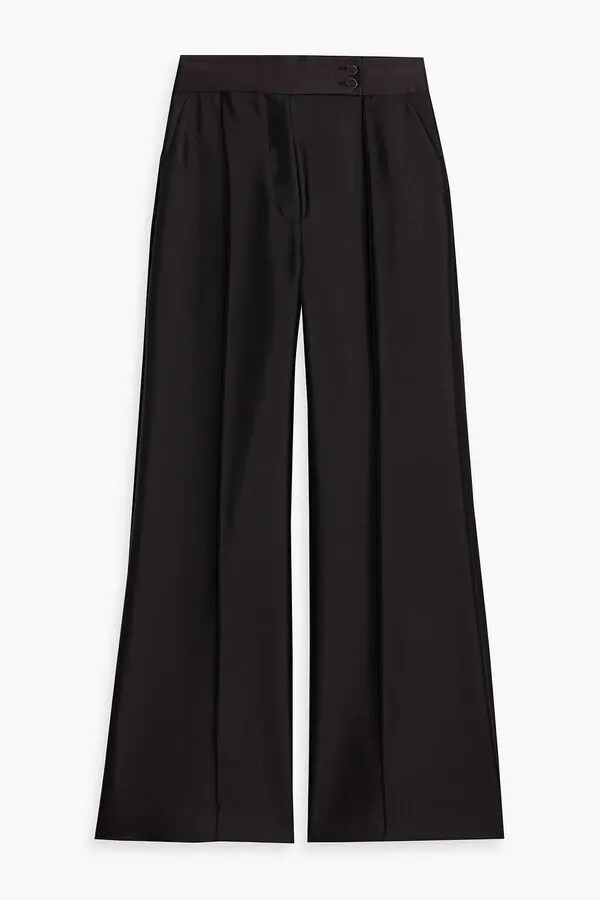 Zimmermann Wool And Silk-blend Duchess Satin Wide-leg Pants