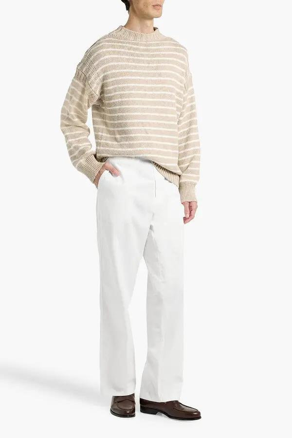 ALEX MILL Harbor Striped Cotton Sweater - Beige