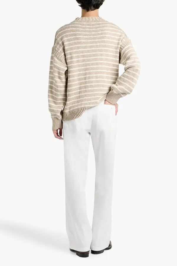 ALEX MILL Harbor Striped Cotton Sweater - Beige