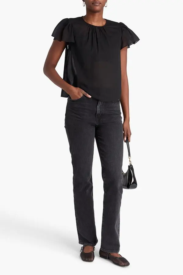FRAME The Ruler High-rise Straight-leg Jeans - Dark Gray