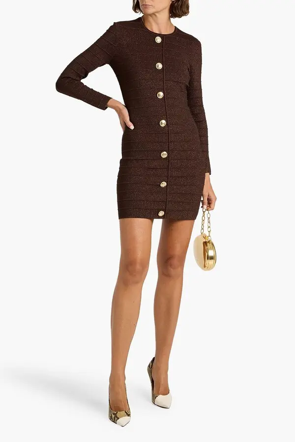 Saylor Metallic Ribbed-knit Mini Dress