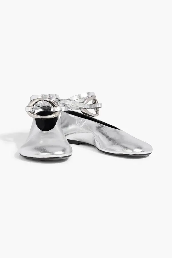 JIL SANDER Metallic Leather Ballet Flats