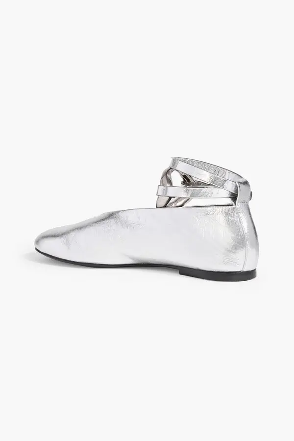 JIL SANDER Metallic Leather Ballet Flats