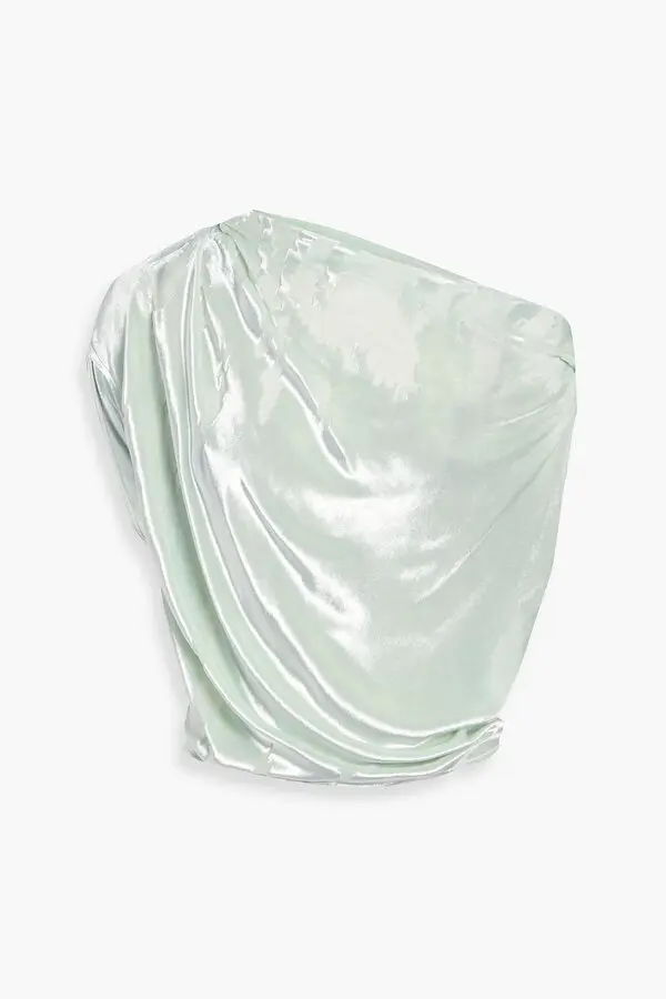 THE SEI One-shoulder Devoré Velvet Top - Mint