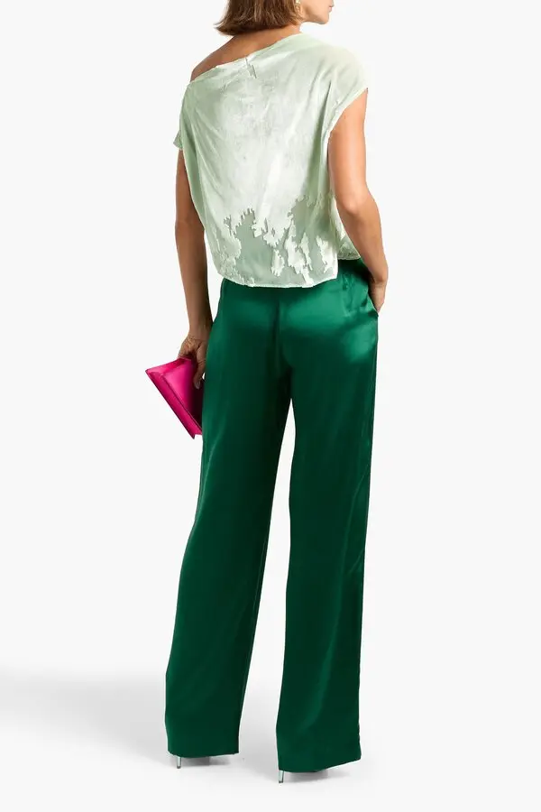 THE SEI One-shoulder Devoré Velvet Top - Mint