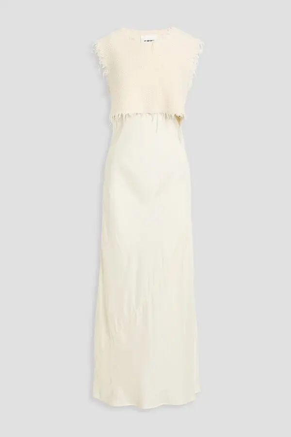 JIL SANDER Frayed Layered Maxi Slip Dress - Ivory