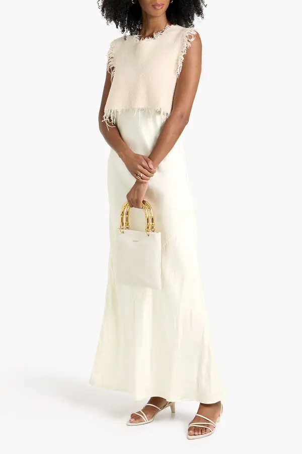 Jil Sander Frayed Layered Maxi Slip Dress In Ivory - 60% Off | Editorialist