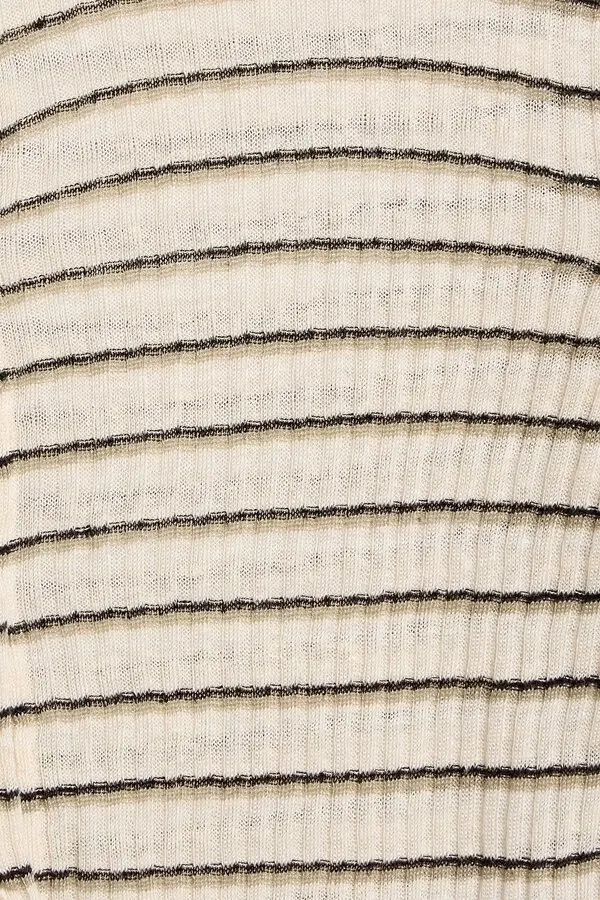 Theory Ribbed Striped Linen-blend Cardigan - Ecru
