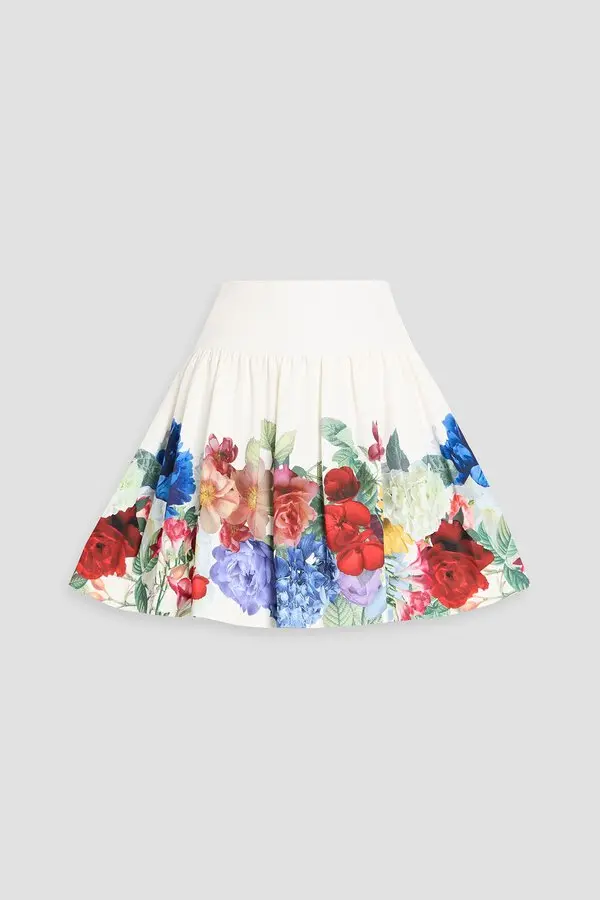 Alice + Olivia Floral-print Crepe Mini Skirt - Ivory