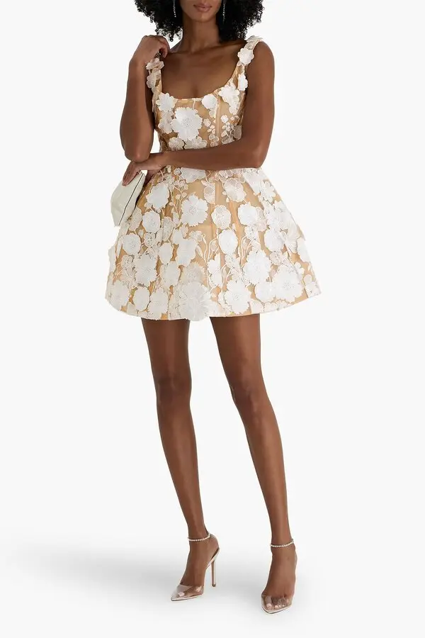 jasmine mini dress in white & floral bronx and banco Bronx And Banco 'Jasmine' White Floral Mini Dress Size L