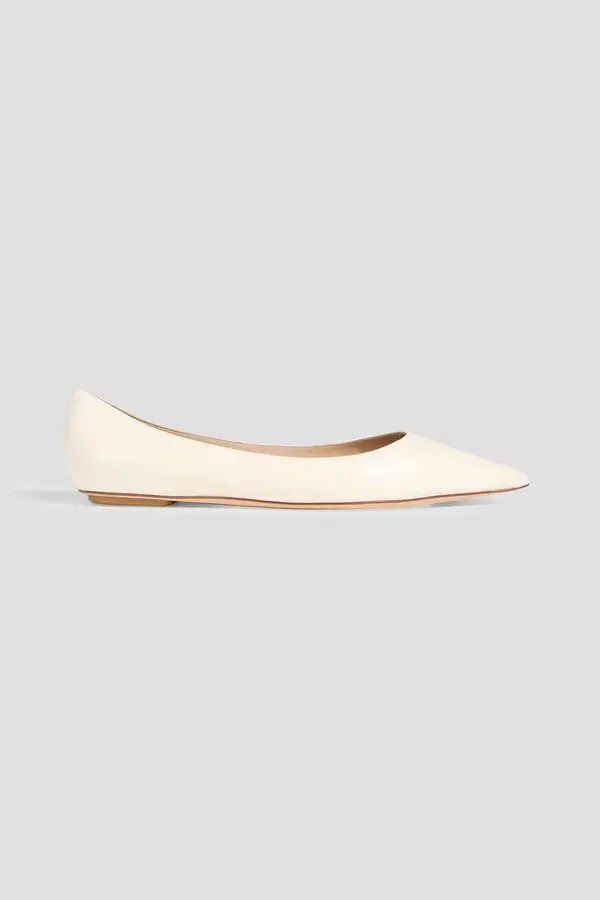 STUART WEITZMAN Emilia Leather Point-toe Flats - Ivory